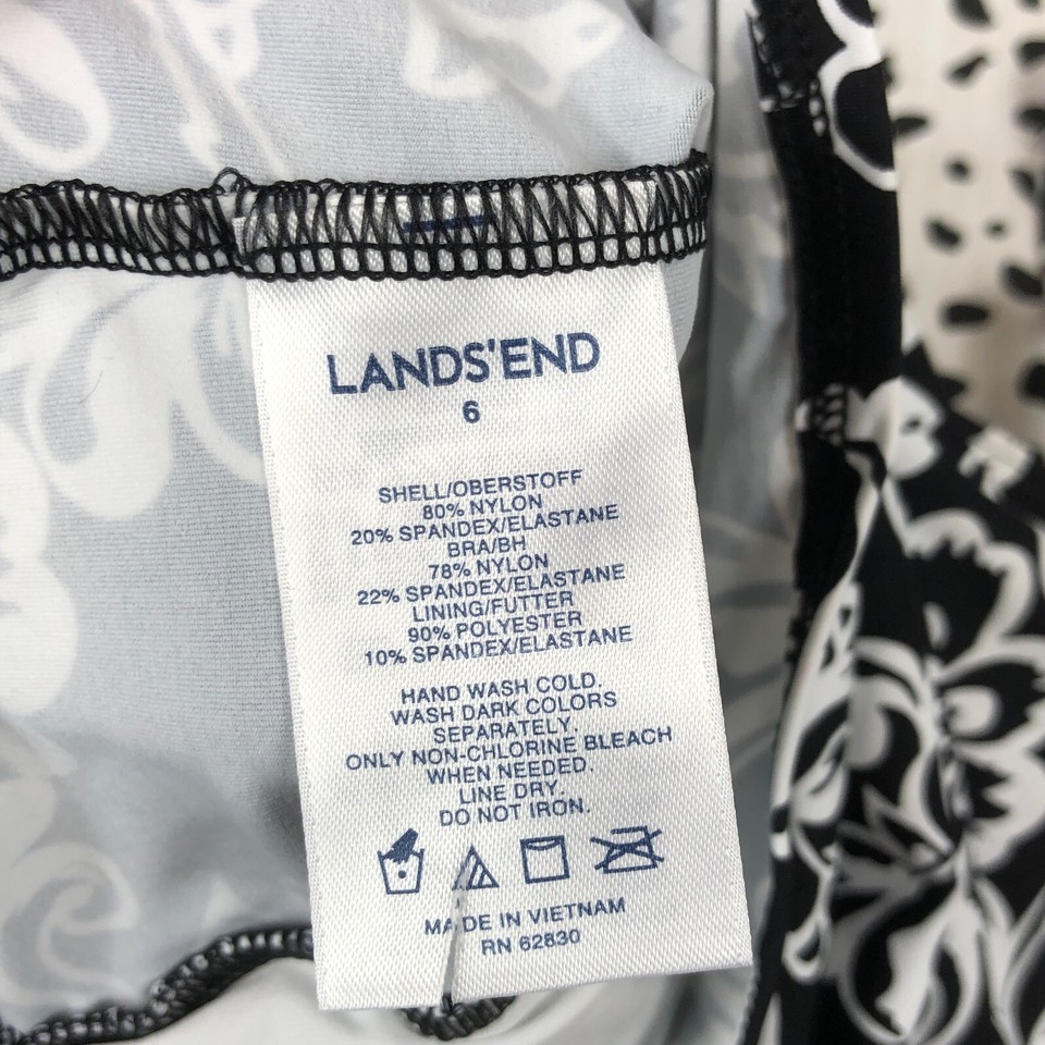 Lands End Black White Scroll Sweetheart Neck Tankini SWIM TOP Reg. 6 ...