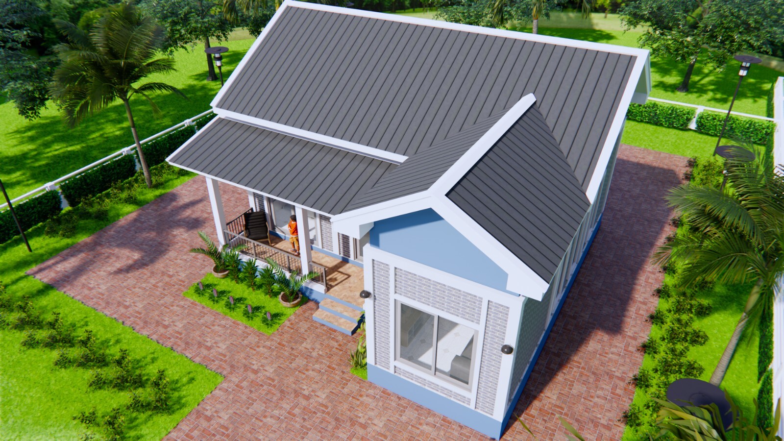 30x30 Feet Small House 9x9 Meter 2 Beds 2 Baths Gable Roof PDF & (A4 ...