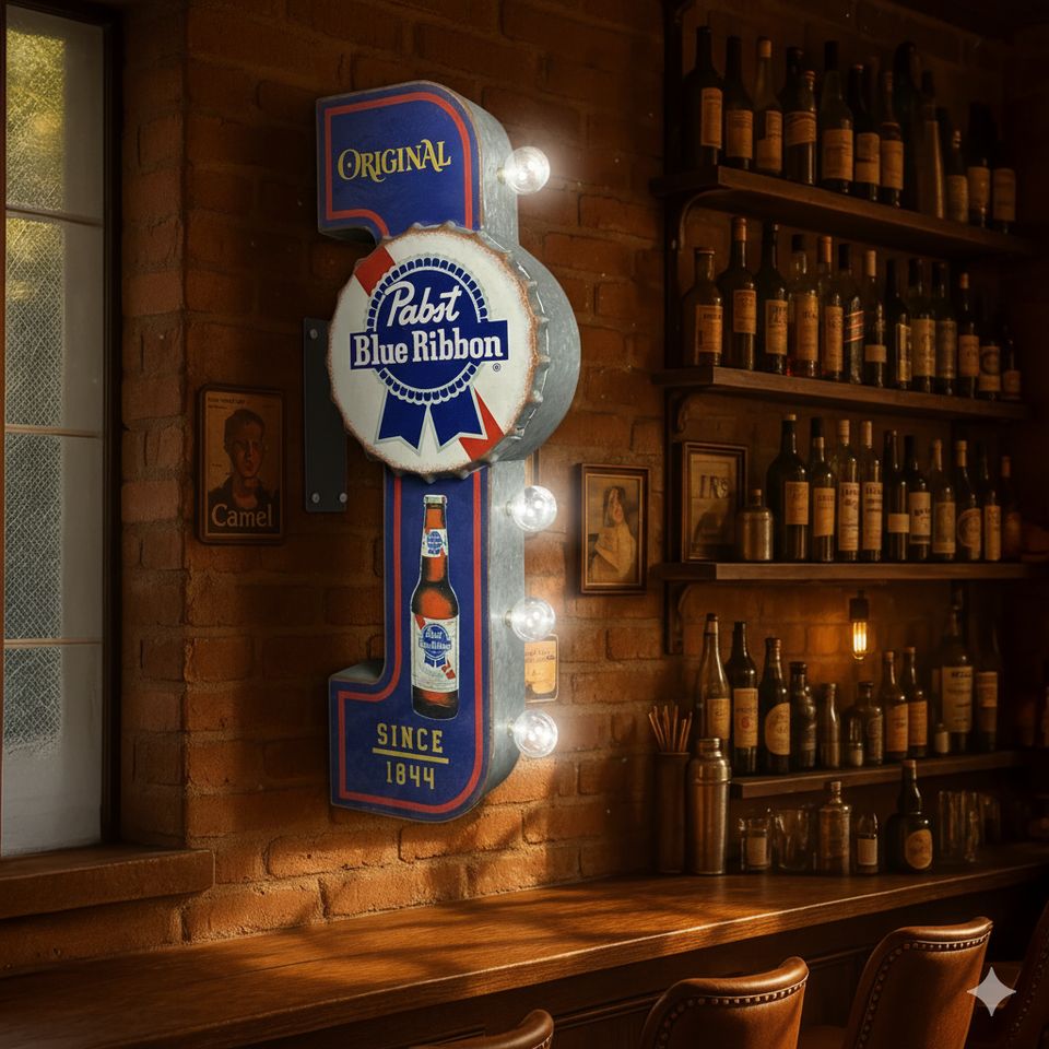 Pabst Blue Ribbon LED Marquee Sign Vintage Double Sided Wall Bar Garage ...