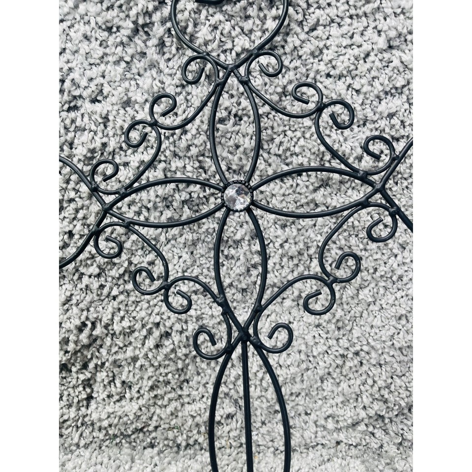 Cast Iron Wall Candle Cross Shaped Hanging Pillar Candle Holder Black ...