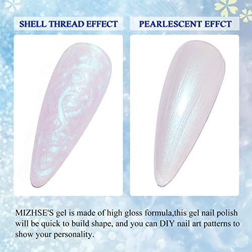 MIZHSE Pearl Gel Nail Polish Glitter Drawing Mermaid Gel Polish Shell ...