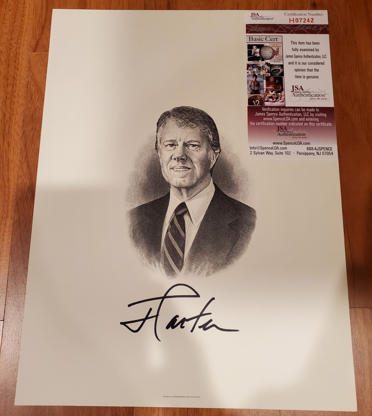 JIMMY CARTER SIGNED AUTOGRAPHED 9X12 PRESIDENTIAL ENGRAVING JSA SPENCE ...