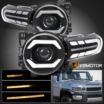 Blk Fits 2007-2014 Toyota FJ Cruiser LED Sequential Signal Projector ...