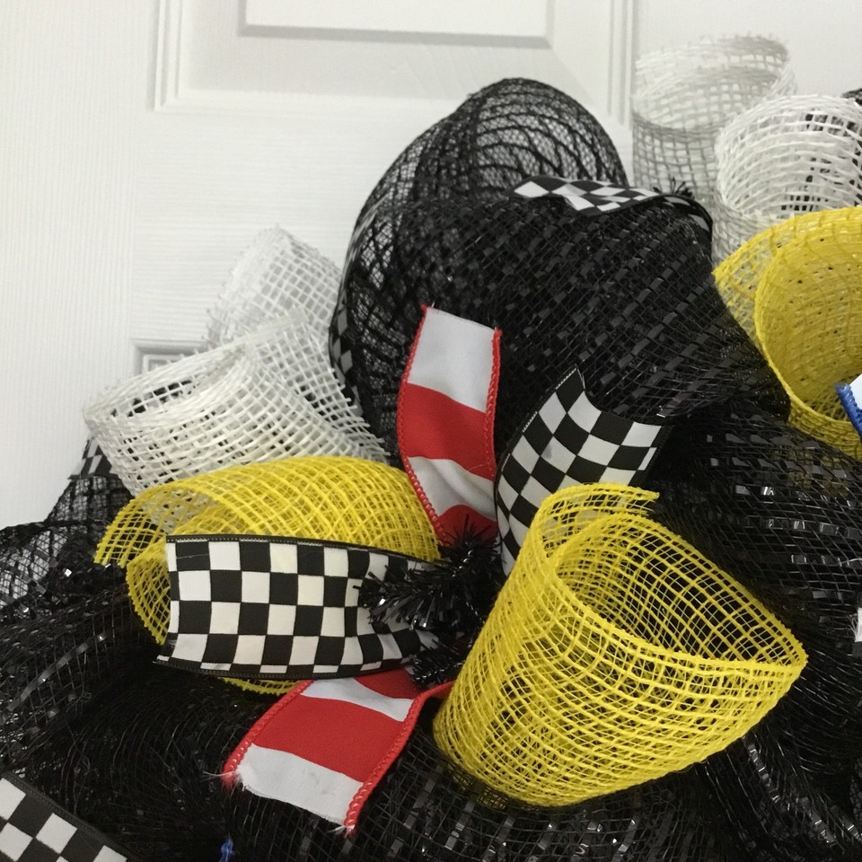 NASCAR Racing Sports Wreath Handmade Deco Mesh | eBay