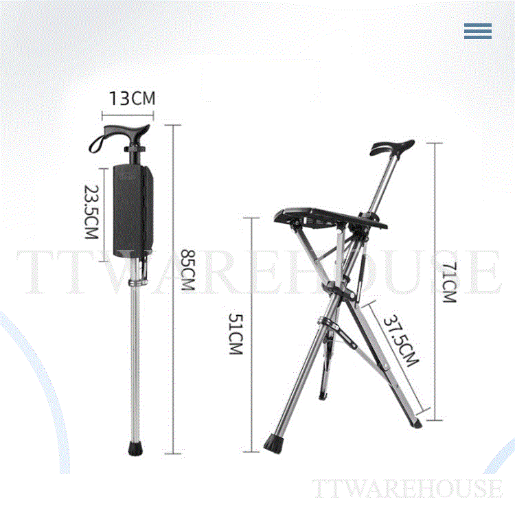 NEW Ta-Da Chair Folding Aluminum Tripod Cane Chair Portable Walking Stick PINK | eBay