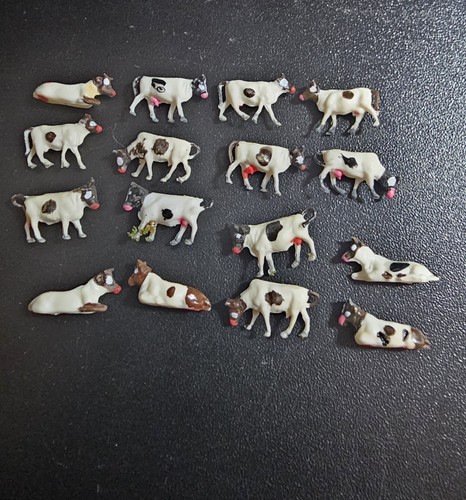 N Scale Farm Animals Cow Figures Lot Of 16 Cows Model Railroad Layout ...