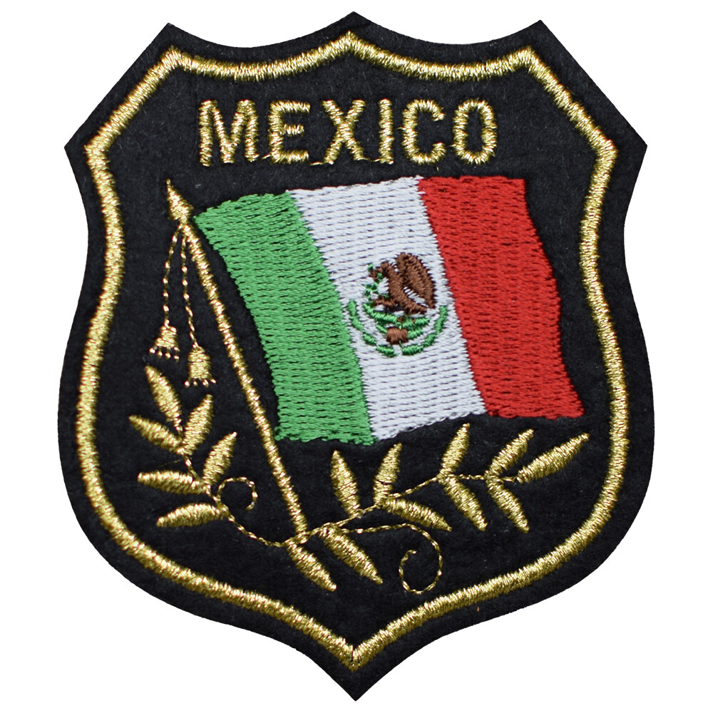 Mexico Patch - Mexican Flag Shield Embroidered Mylar México Badge 3.25 ...