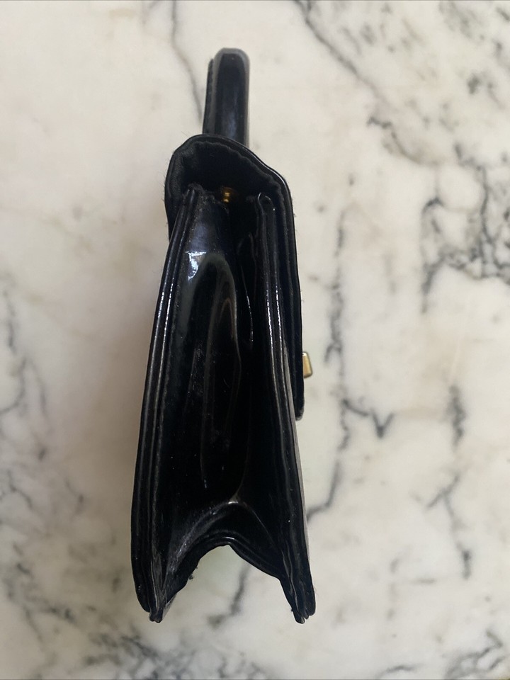 Vintage Micro Mini Bag Top Handle Black Patent Vinyl Coquet Core ...