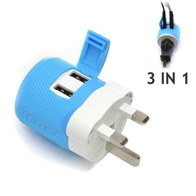 OREI UK, Ireland, Dubai Travel Plug Adapter - Dual USB -Surge ...