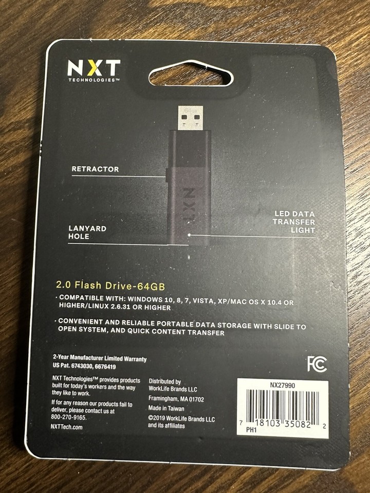 NXT USB 2.0 Flash Drive 64gb NX27990-US/CC Portable Storage BRAND NEW ...