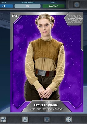 2016 Topps STAR WARS DIGITAL CARD TRADER TIER 7 PURPLE BASE KAYDEL KO ...