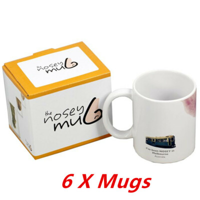 6 X Nosey Mug Melbourne Fine Porcelain Australian Collect-able Souvenir ...