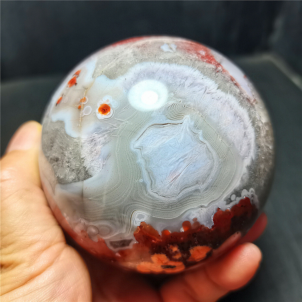 RARE 821.9g Natural Colorful Red Agate Quartz Crystal Sphere Ball ...