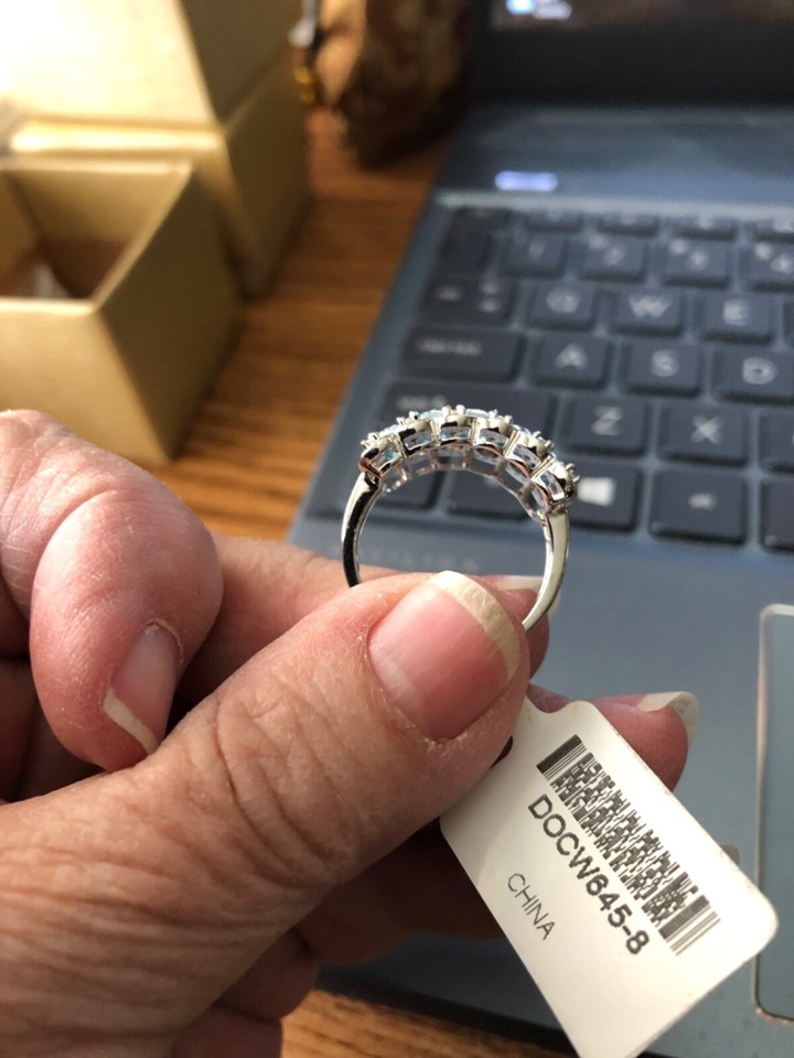 Rhodium over Sterling Silver Brazilian Aquamarine/White Zircon Ring ...