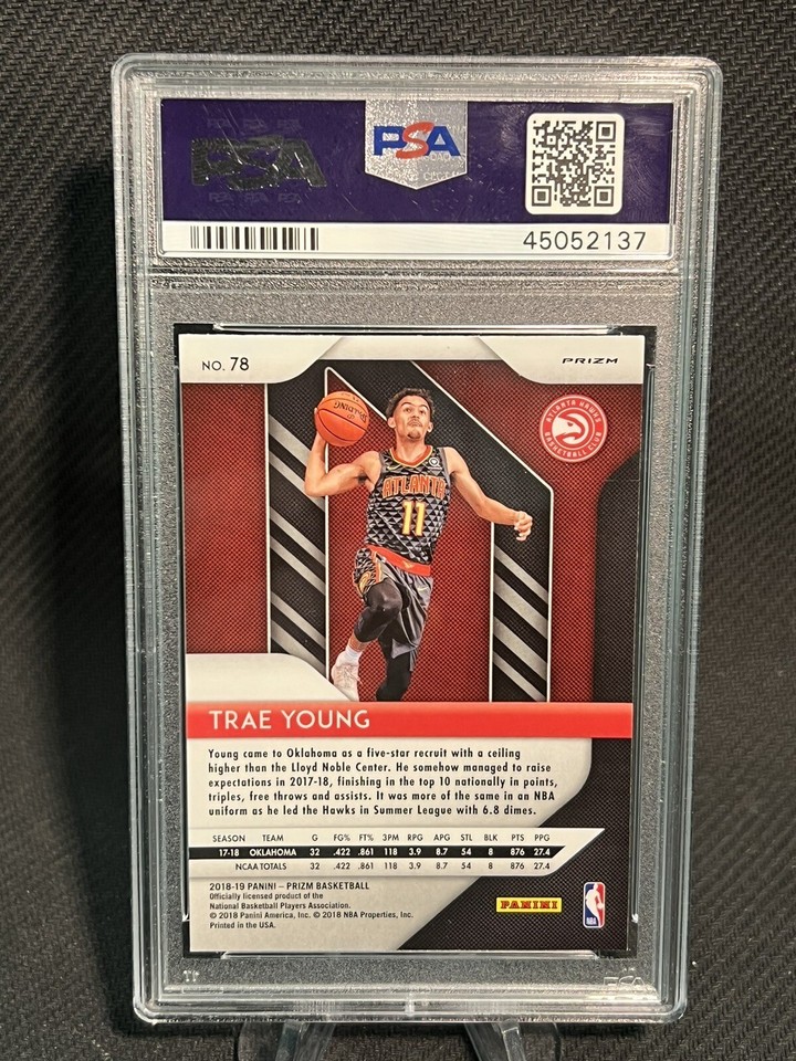 2018 Panini Prizm Choice Blue Yellow & Green Trae Young PSA 10 GEM MT ...