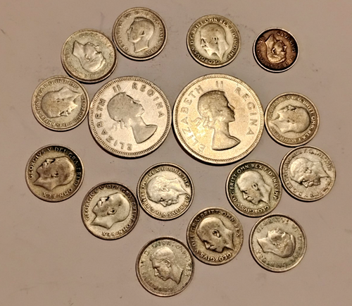UK & South AFRICA - 62 grams of .500 SILVER - Almost 1 ozt ASW - READ ...