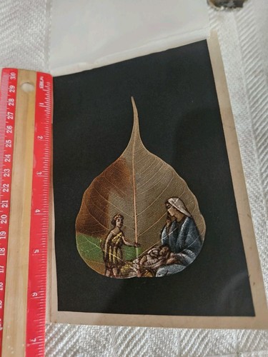 Hand Painted Pipal Tree Leaf India Peepal Fig Leaf Art Nativty Scene ...