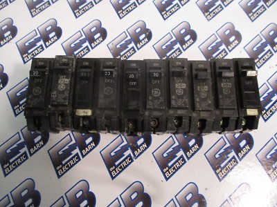 GE THQL1120 Circuit Breaker (1) LOT OF (10) 20 Amp 120 Volt 1P Plug-In ...