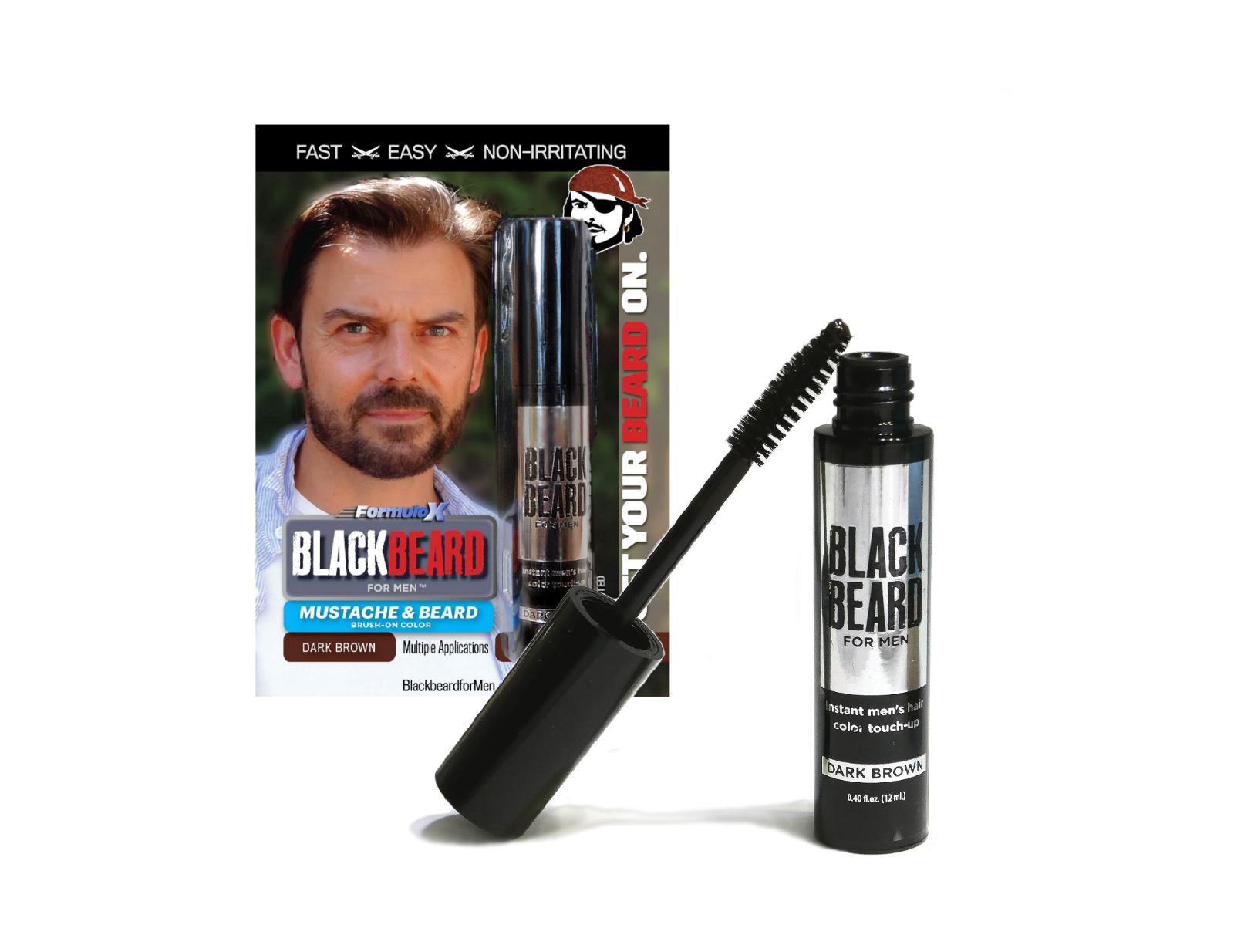 Blackbeard for Men Formula X Instant, Hypoallergenic Brush-On Beard ...