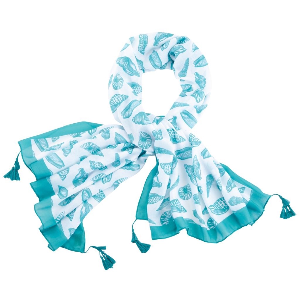 Mud Pie Color NAUTICAL TASSEL Scarf Scarves Sarong Coral Branch Anchor ...