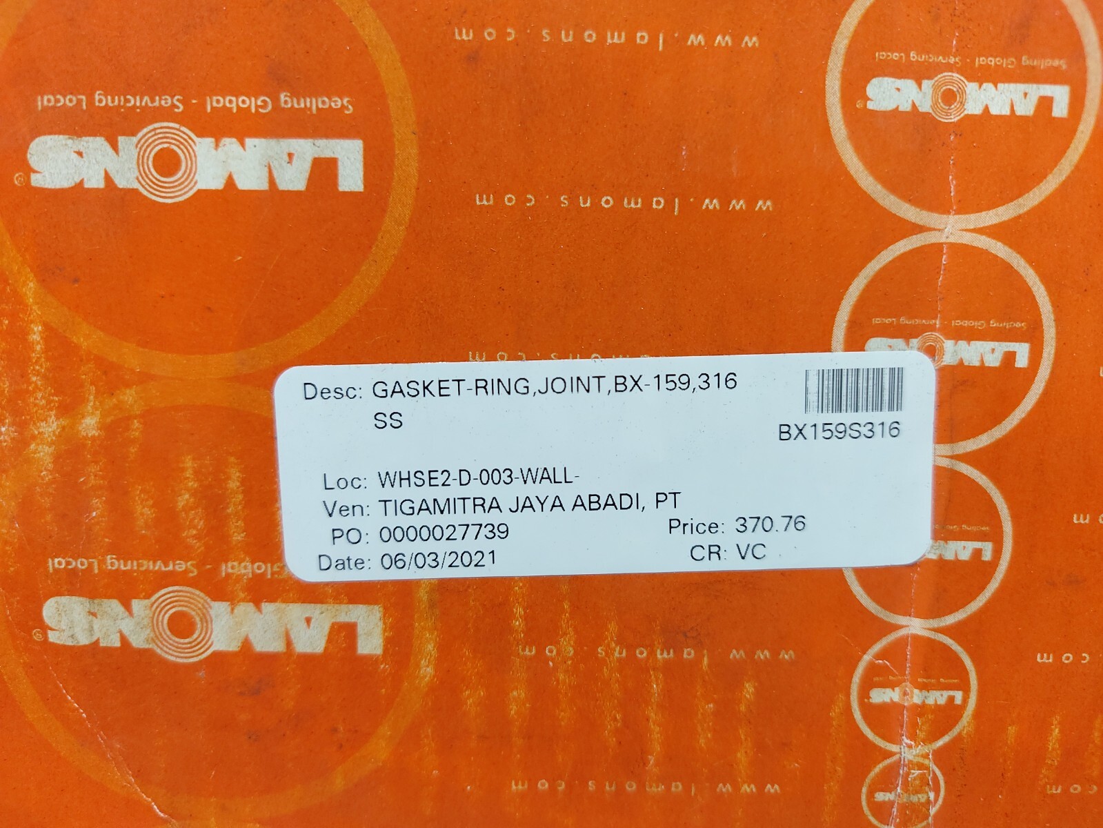 Lamons 6A-1321 Gasket Ring 6A-1321 API6A BX159 S316L-4 LM02960 | eBay