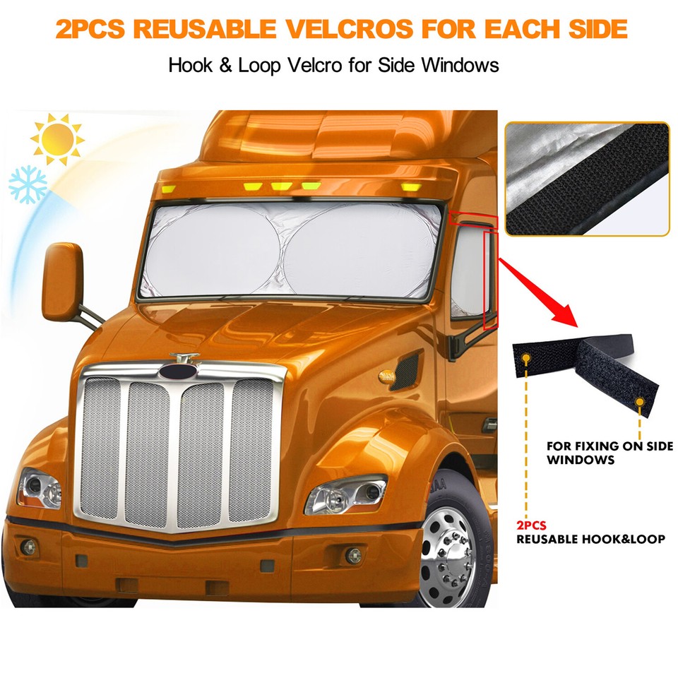For Volvo Semi-Truck Windshield Side Window Sun Shade Foldable UV Block ...