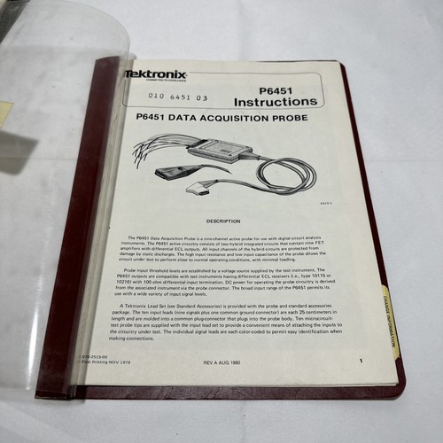 Tektronix P6451 Data Acquisition Probe Instructions 70-2515-00 Rev A ...