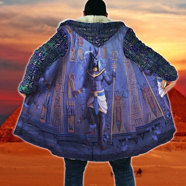 Sherpa Lined Egypt Ancient Anubis Horus Pharoah Jacket Hooded Cloak ...