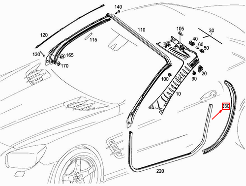 MERCEDES-BENZ SL R231 Rear Left B-Pillar Sealing A2316730198 NEW ...