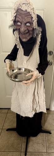 Life-Size Halloween Animatronic Scary Talking Zombie Maid With Tray ...