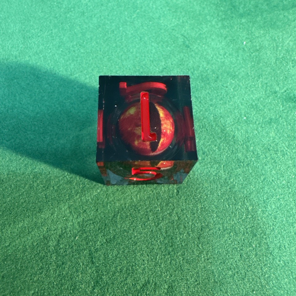 Red Liquid Core Dragon’s Eye Dice Set 7Pcs Sharp Edge Resin - RPG DND H ...