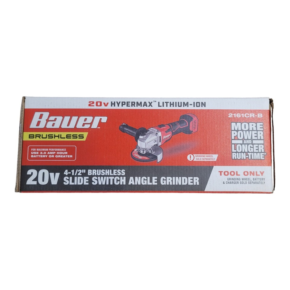 BAUER 20V Brushless Cordless 4-1/2 in. Slide Switch Angle Grinder ...