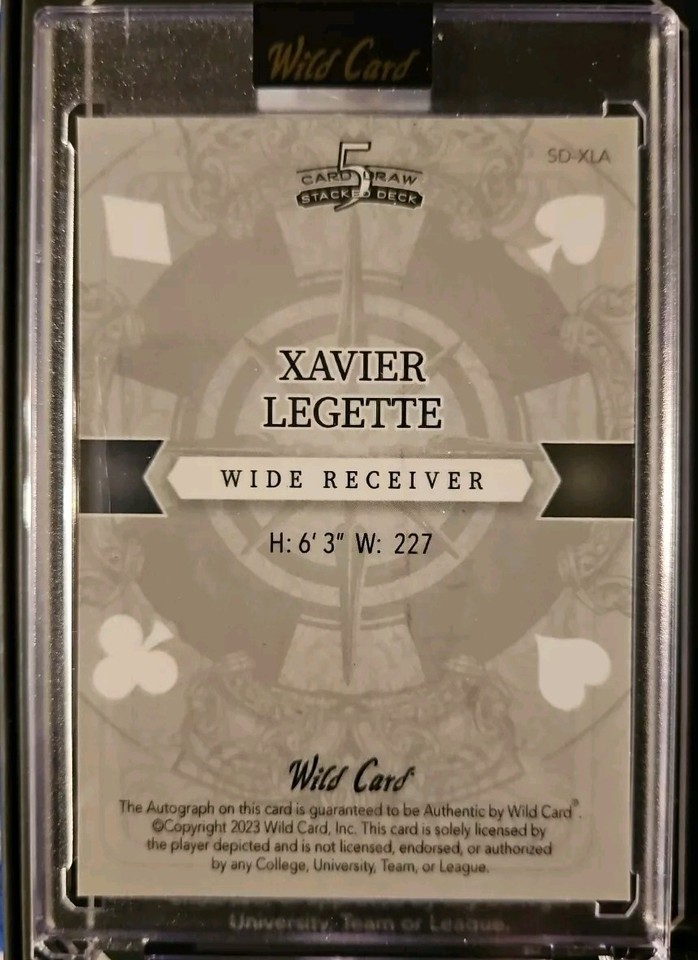 2023 Wild Card Auto 5 Card Draw Stacked Deck PRC 2/4 Xavier Legette | eBay