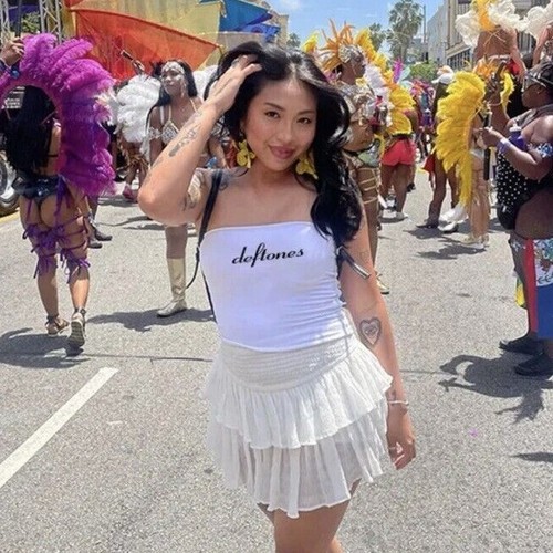 DEFTONES CURSIVE TUBE TOP WHITE BLACK TRASHY 2000S Y2K 90S BAND TEE | eBay