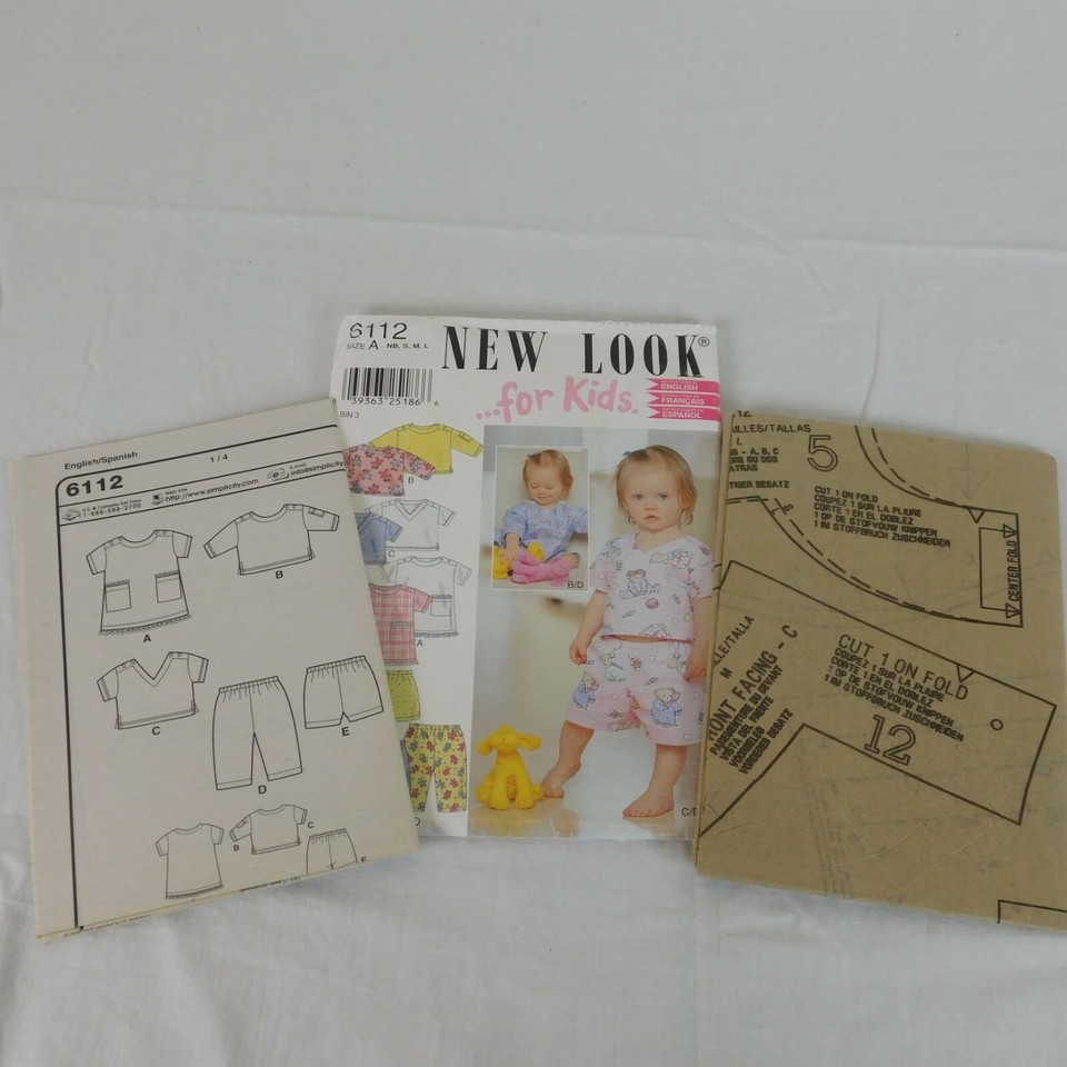 New Look 6112 Sewing Pattern Baby Toddler Pants Tops Shorts Size NB-S-M ...