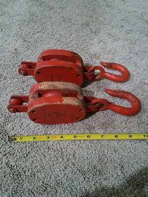 Pair Antique 10 inch "Anvil Logo" Barn Pulley Wood/Iron Hay Loft Hoists ...