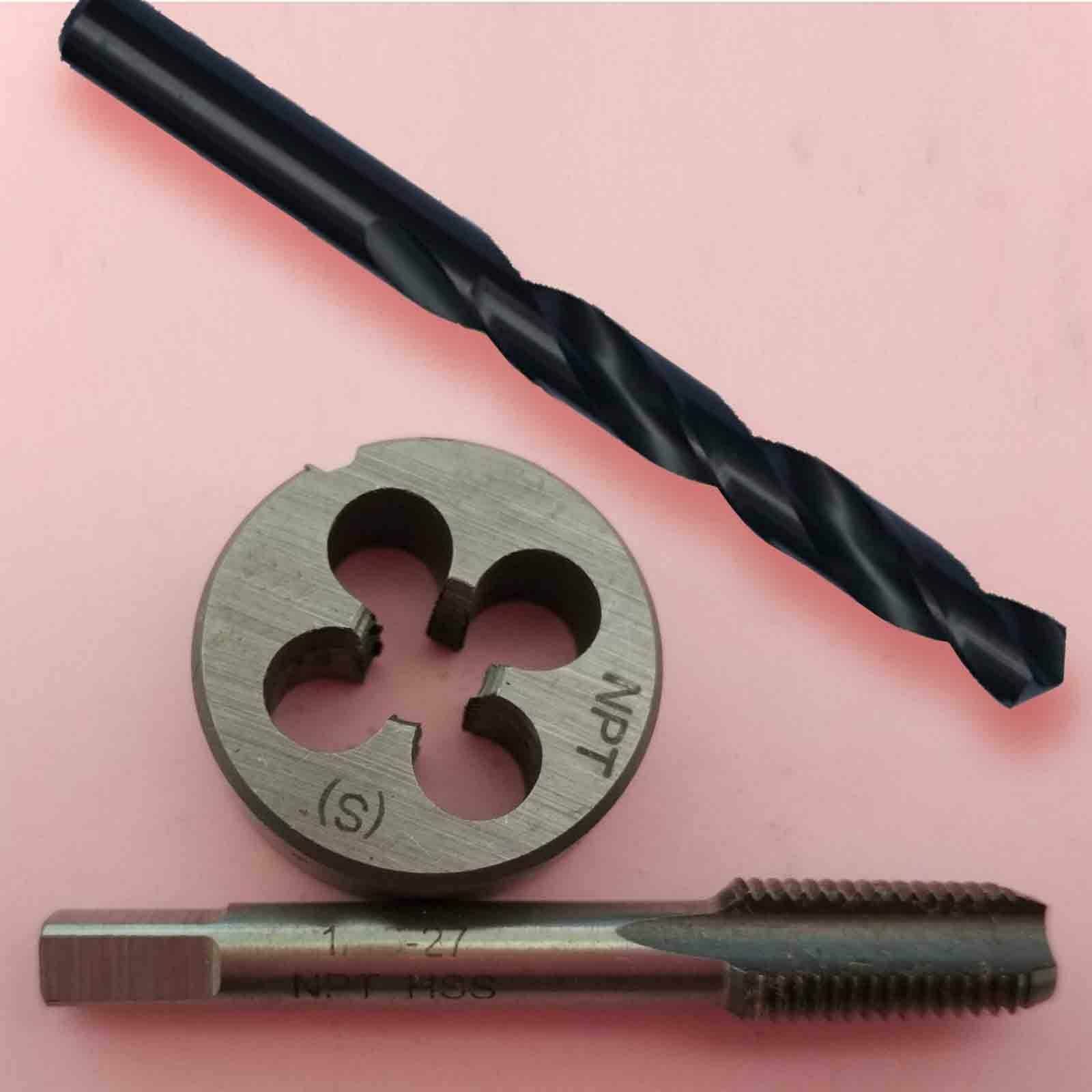 1/8" NPT Plug Tap Die +drill HSS 60° Tapered pipe thread Threading Tool ...