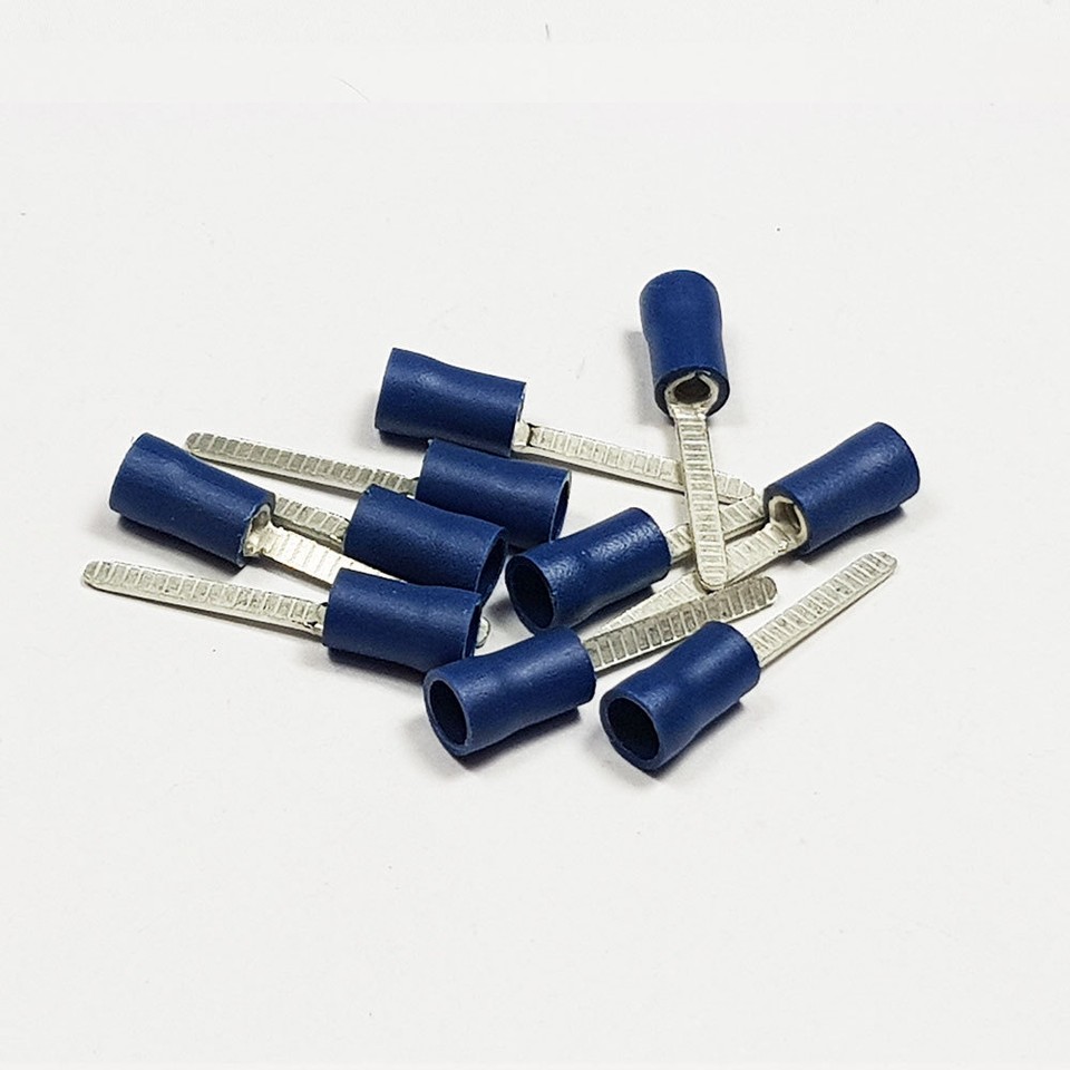 Insulated Straight Flat Blue Blade Terminal Connector Crimp Electrical ...