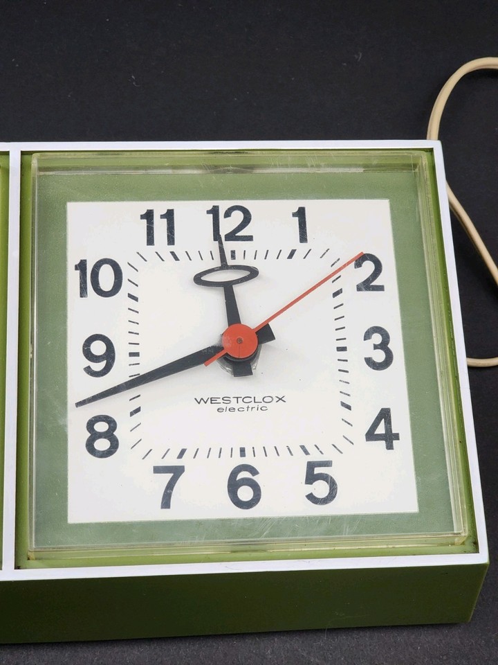 Vintage MCM Avocado Green Westclox Time N Date Flip Wall Clock S37-A ...
