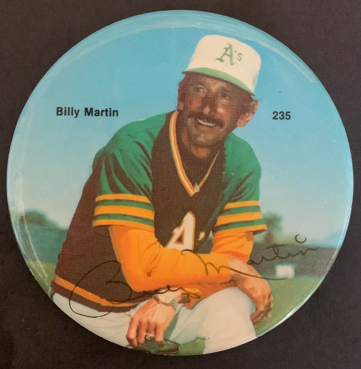 Billy Martin Oakland Athletics Facsimile Signature Pinback MLB Baseball ...