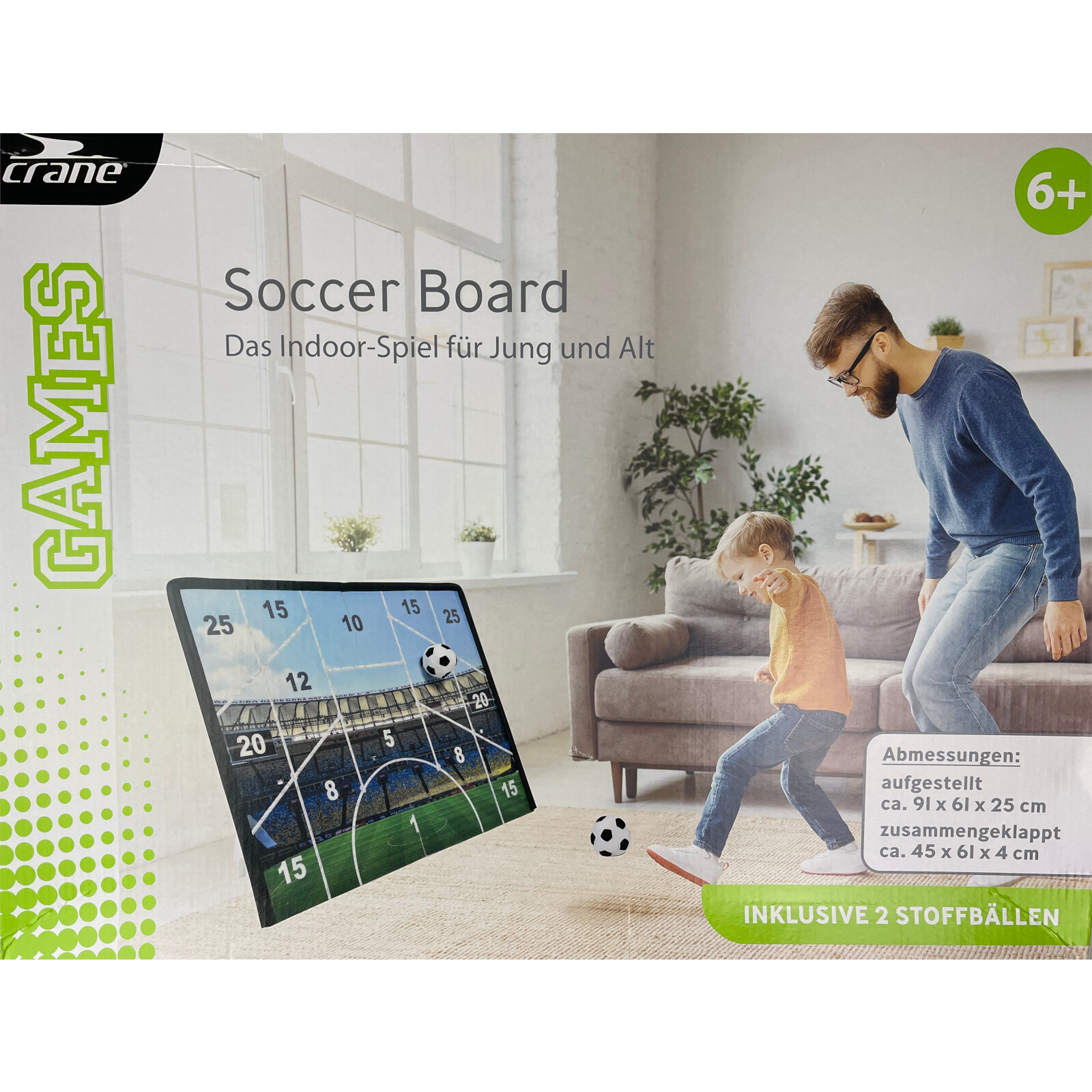Crane Soccer Board klappbare Torwand mit 2 Stoffbällen 91 x 61 x 25 cm ...