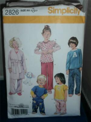 Simplicity Sewing Pattern 2826 Baby Toddler Sleepwear Pajamas Robe 1/2 ...
