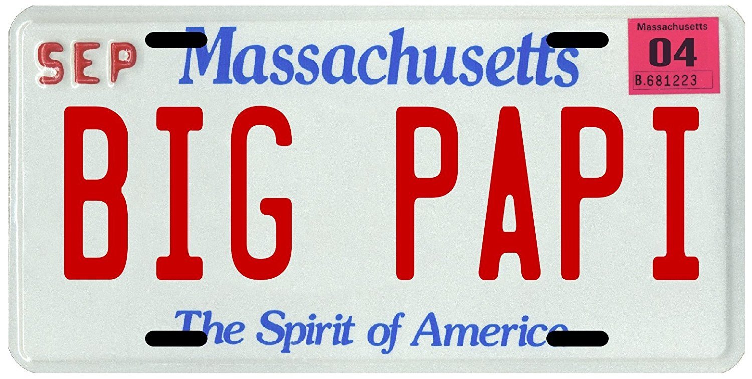 Boston Red Sox David Ortiz "Big Papi" Massachusetts License Plate | eBay