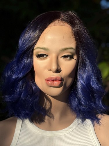 GALAXY | Human Hair Blend Lace Front Wig | Rooty Blue Ombré | 13x6 Free ...