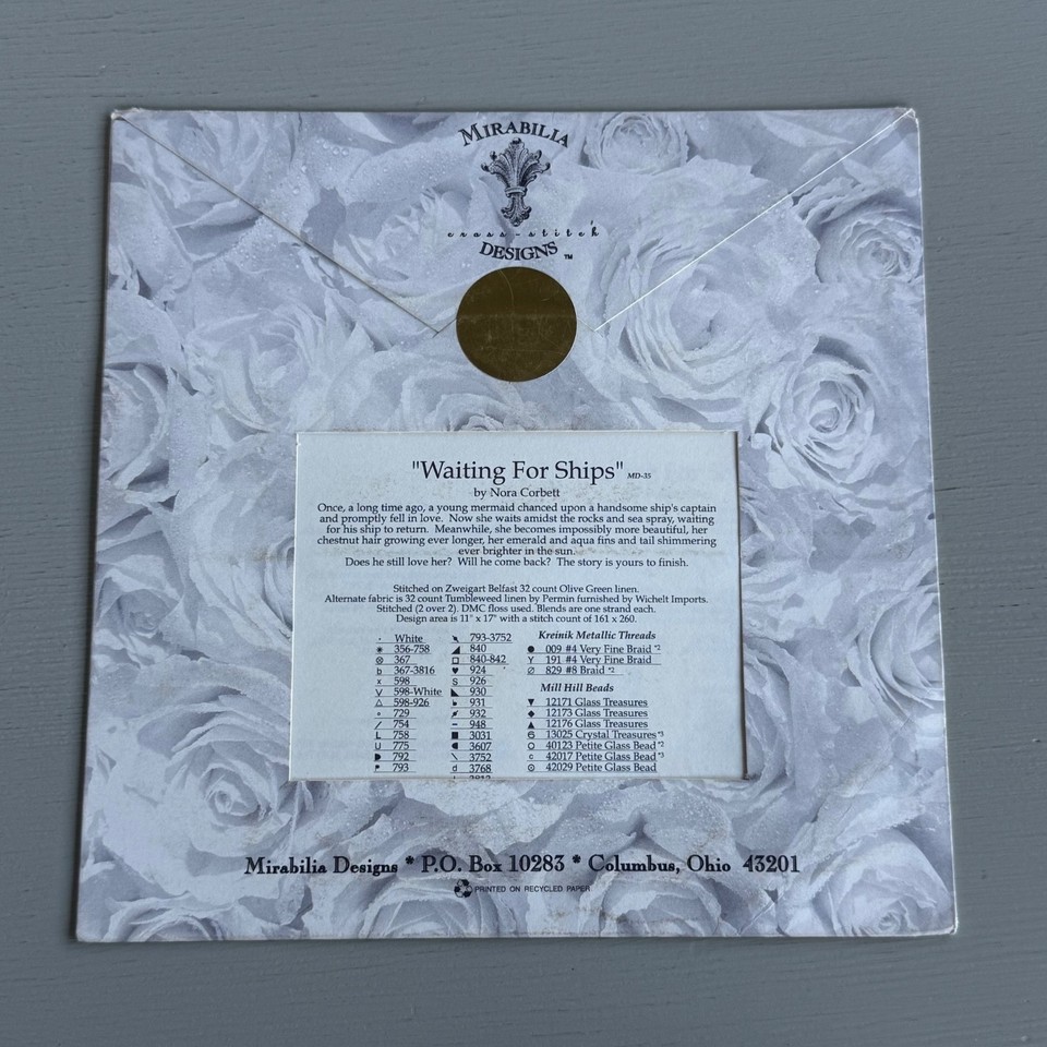 Mirabilia Cross Stitch Pattern WAITING FOR SHIPS Mermaid Nora Corbett ...