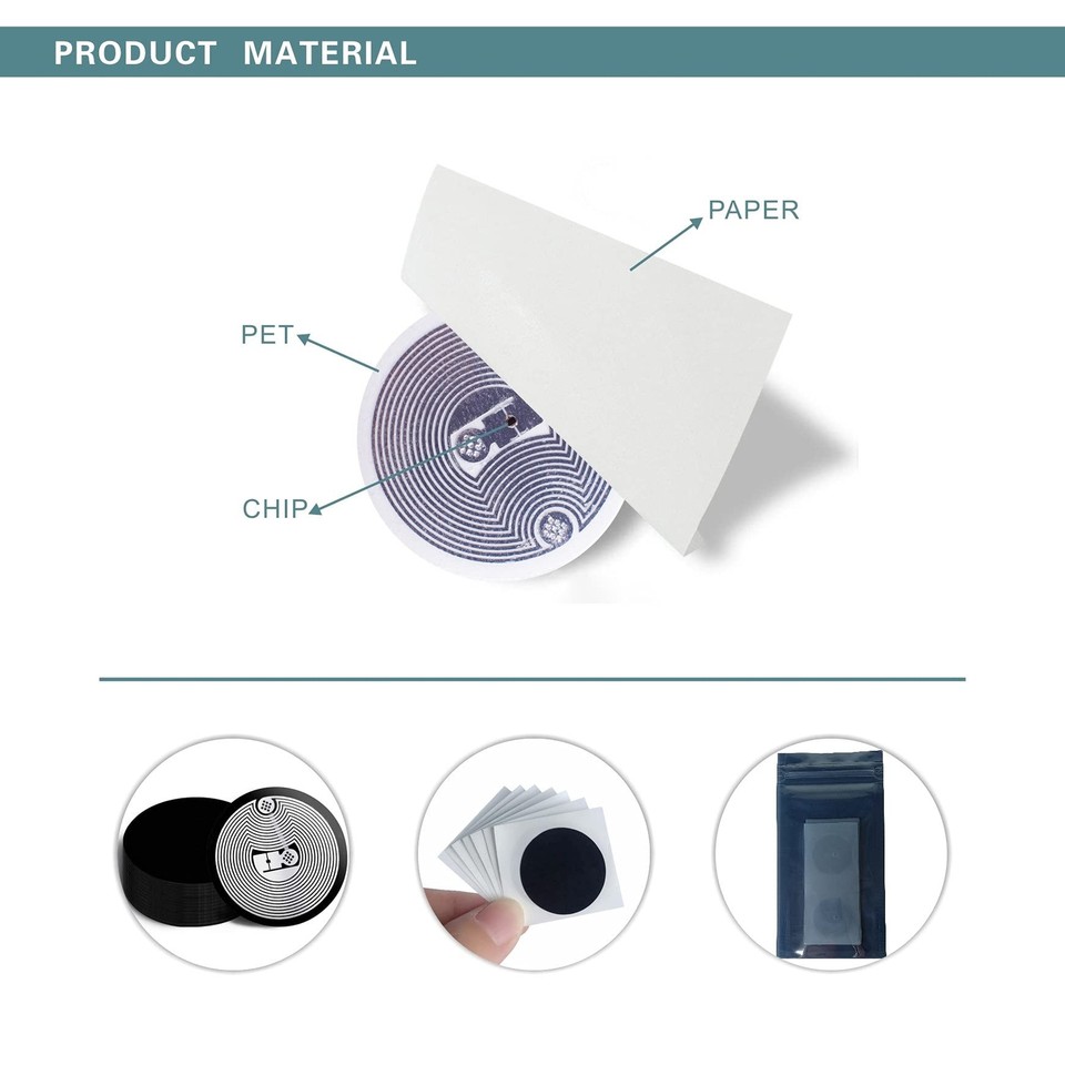 30PCS NFC Tags Android NFC Tags Black Ntag215 Stickers Writable NFC Tag ...