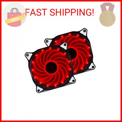 Vetroo 120mm Red 15-LEDs Cooling Fan for Computer PC Cases, CPU Coolers ...