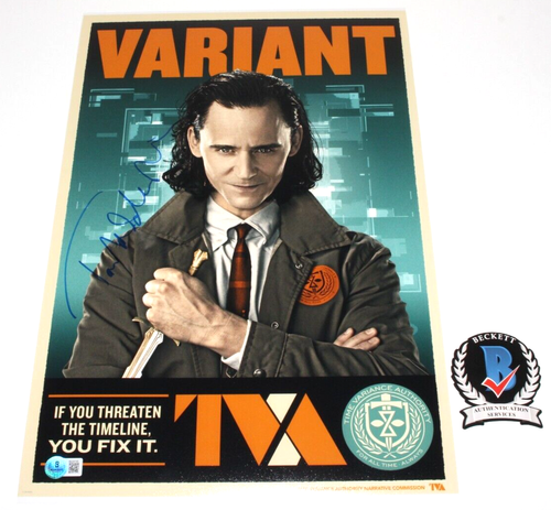 TOM HIDDLESTON SIGNED LOKI 12x18 VARIANT TVA MARVEL UNIVERSE POSTER ...