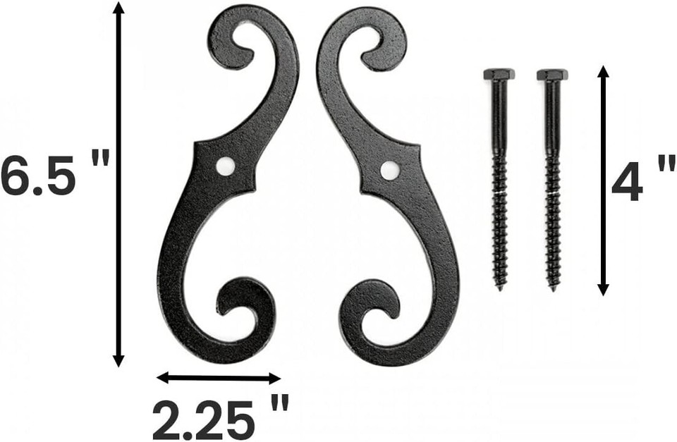 Black Shutter Dogs- S Shaped Cast Aluminum with mounting hardware ...