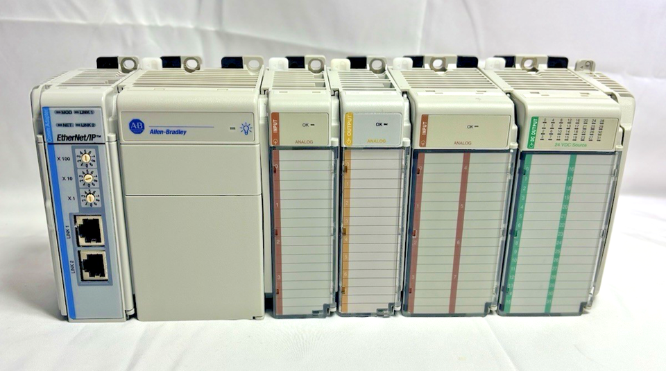 Allen-Bradley 1769-AENTR w/ 1769-IQ32, OB32, PA4, IF16C, OF4CI, ECR ...